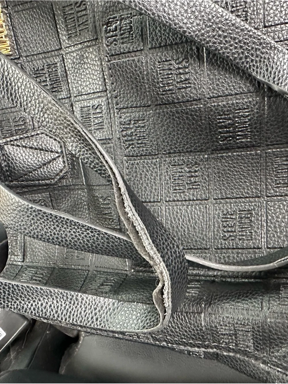 Steve Madden | Bags | Steve Madden Black Embossed Logo Tote | Poshmark
